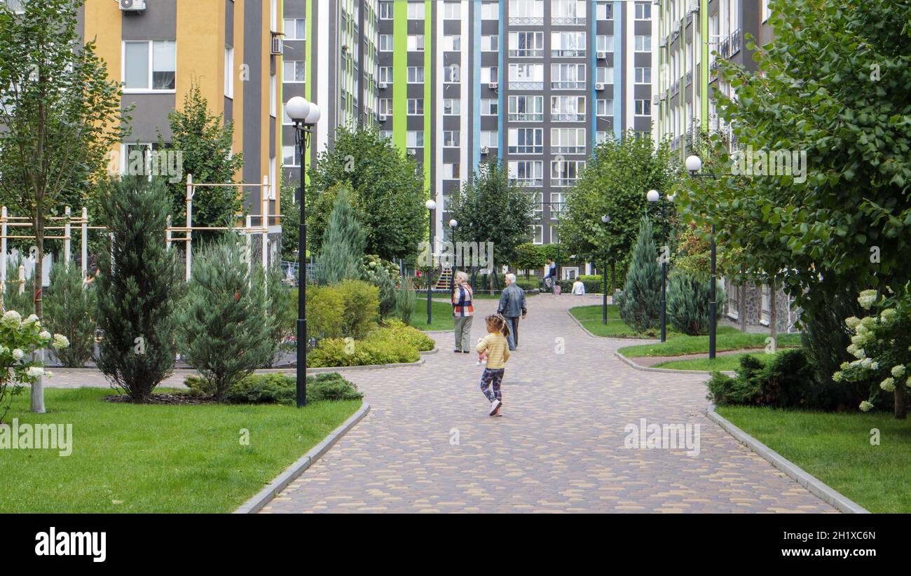 Apartment buildings in a new modern residential complex. Modern ...