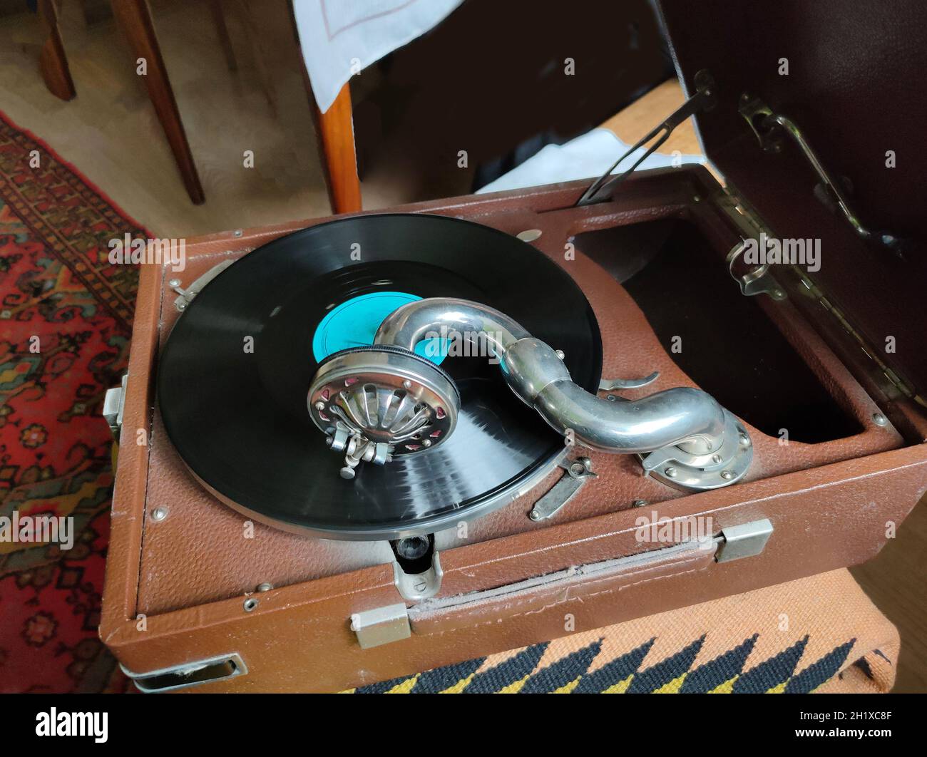 Old record player over white background. Retro image Stock Photo - Alamy