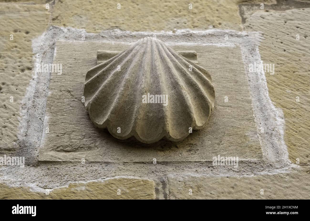 Detail of a sign for pilgrims on the way to Santiago, tradition Stock ...