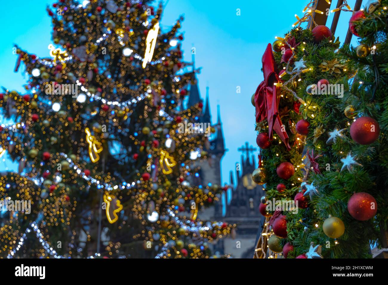 Christmas tree on Old Town Square in Prague, Czech Republic Stock Photo ...