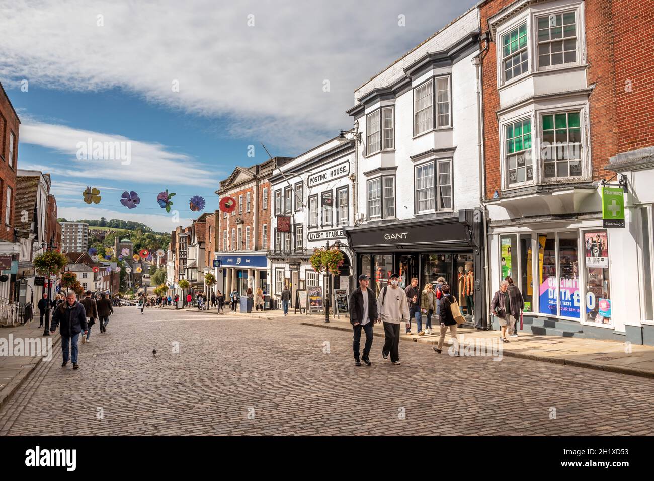 Guildford, October 6th 2021: GV of Guildford town centre Stock Photo ...