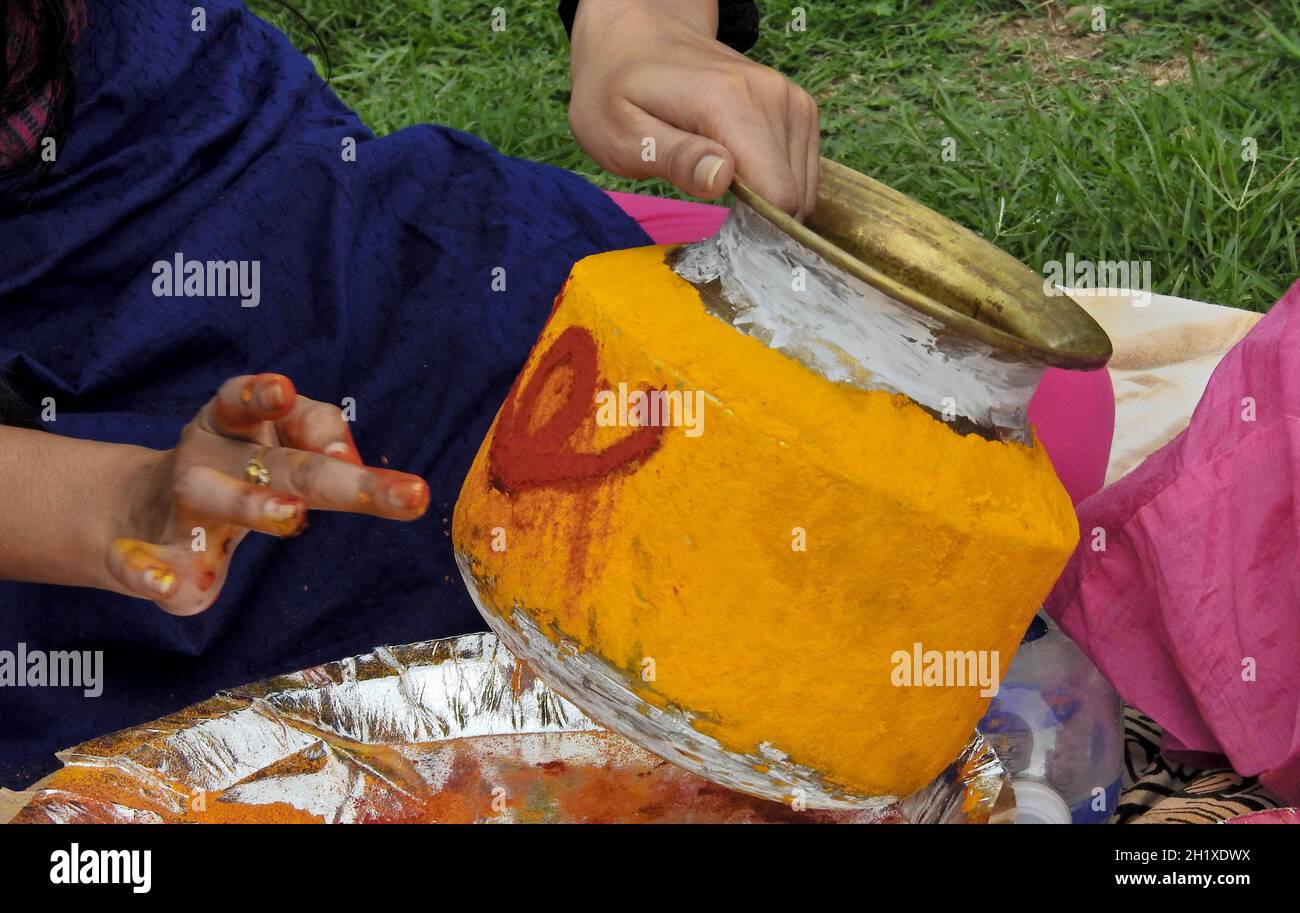 Indian woman carry bonam during hi-res stock photography and images - Alamy