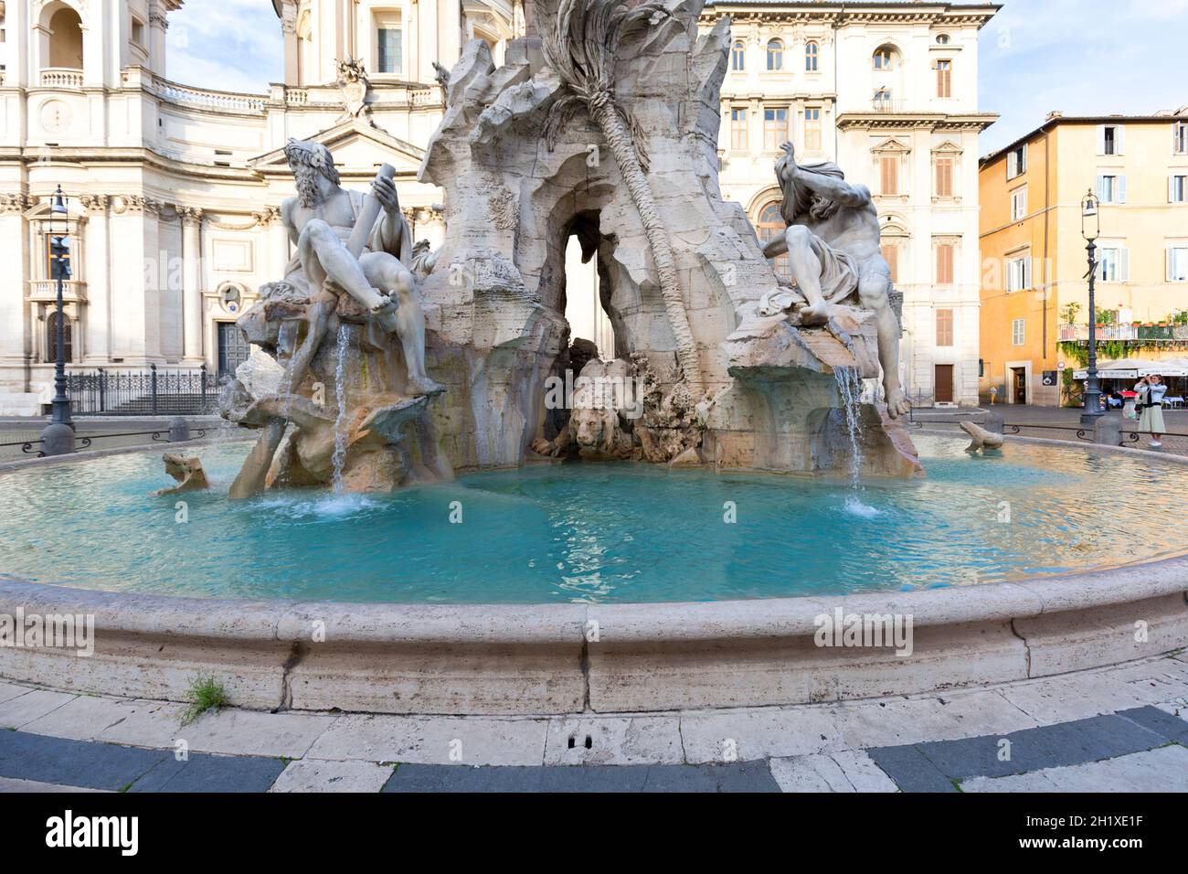 Rome, Italy - October 9, 2020: 17th century Fountain of the Four Rivers ...