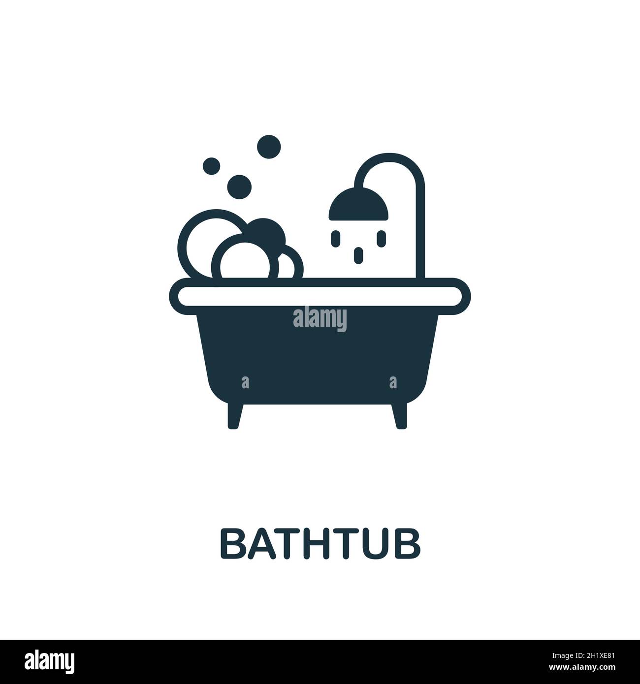Bathtub icon. Monochrome sign from bathroom collection. Creative ...
