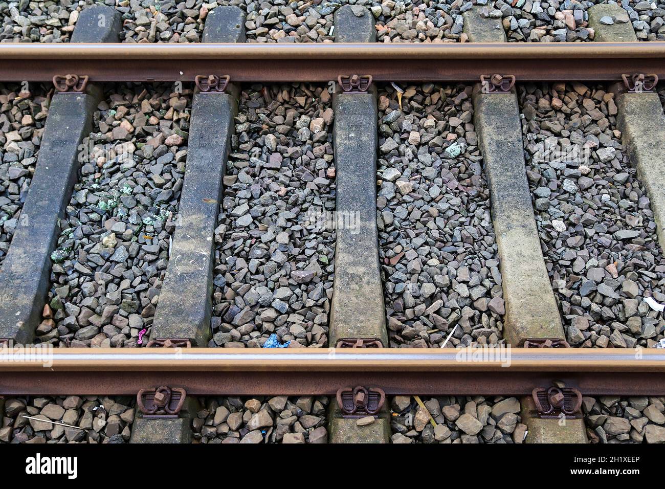Multiple railroad tracks with junctions at a railway station in a ...