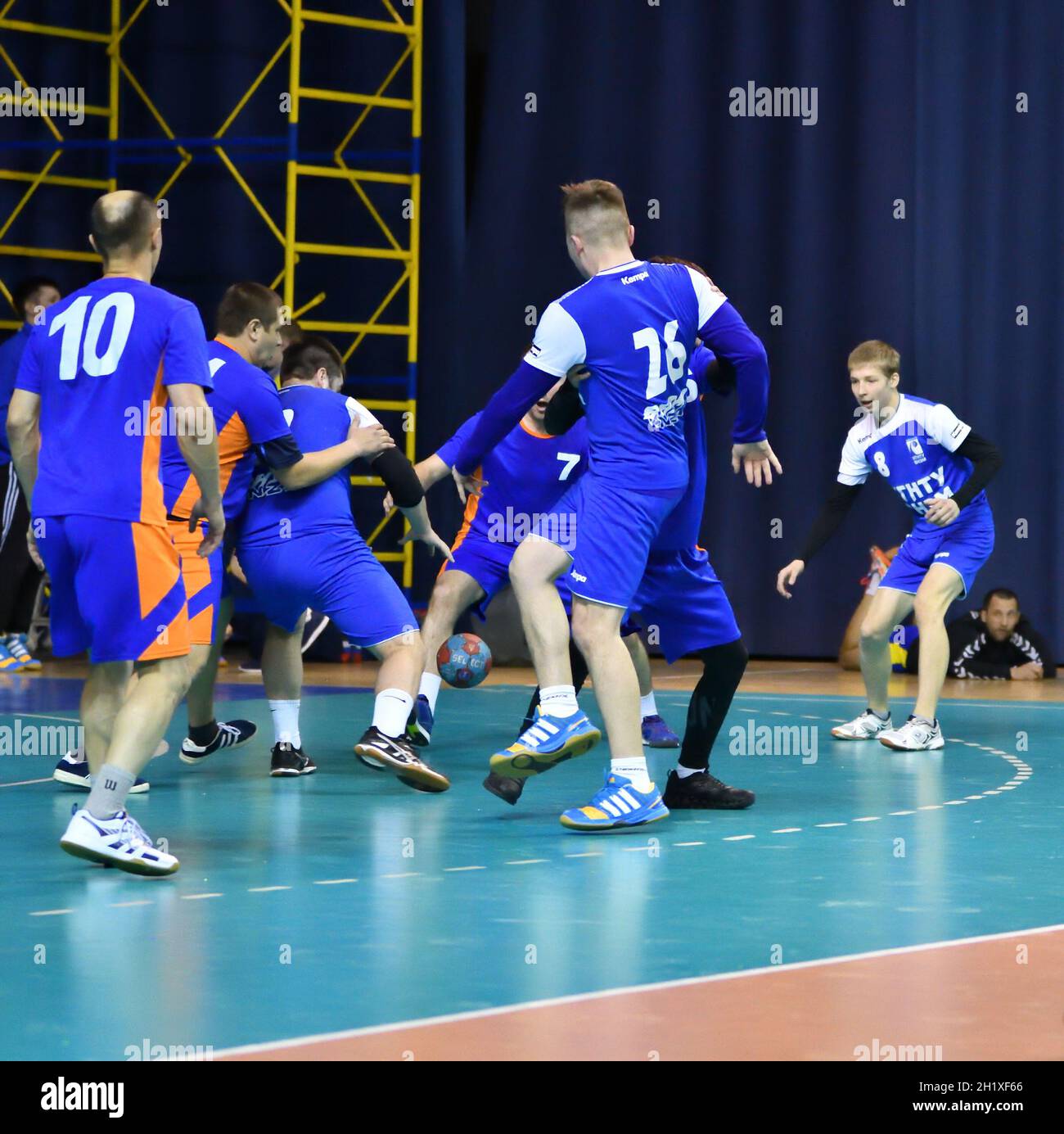 Orenburg, Russia - February12, 2018 year: boys play in handball ...