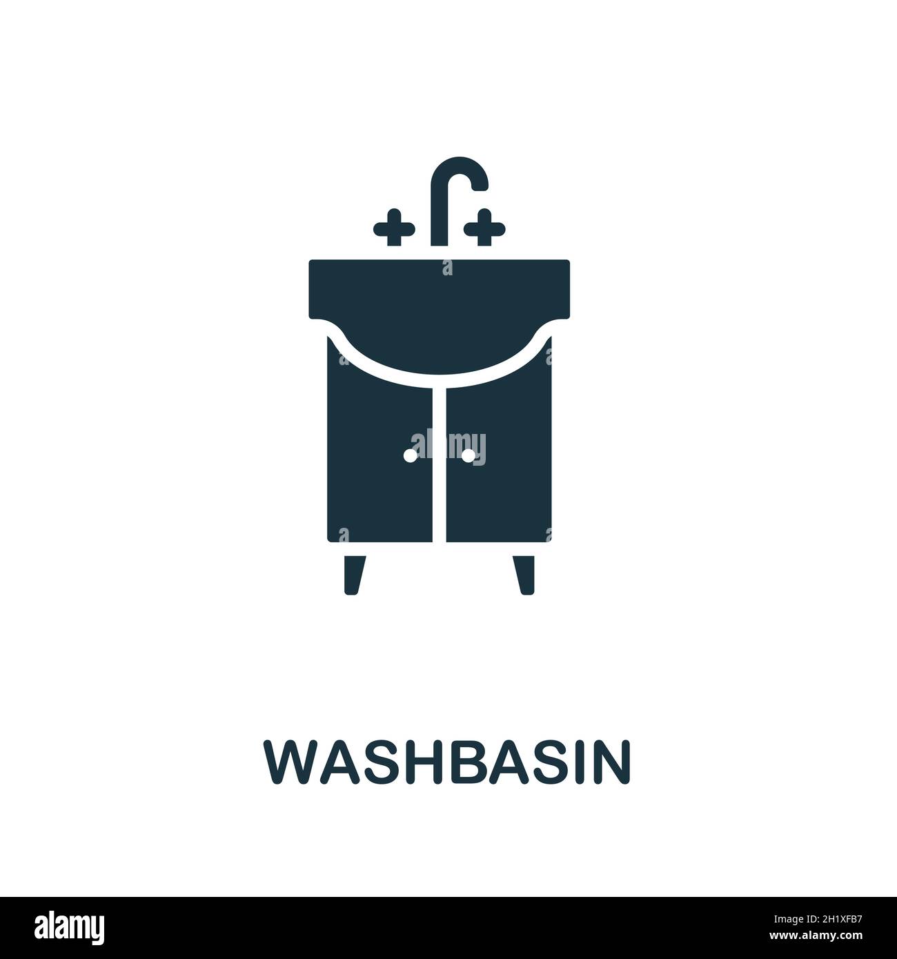 Washbasin icon. Monochrome sign from bathroom collection. Creative ...