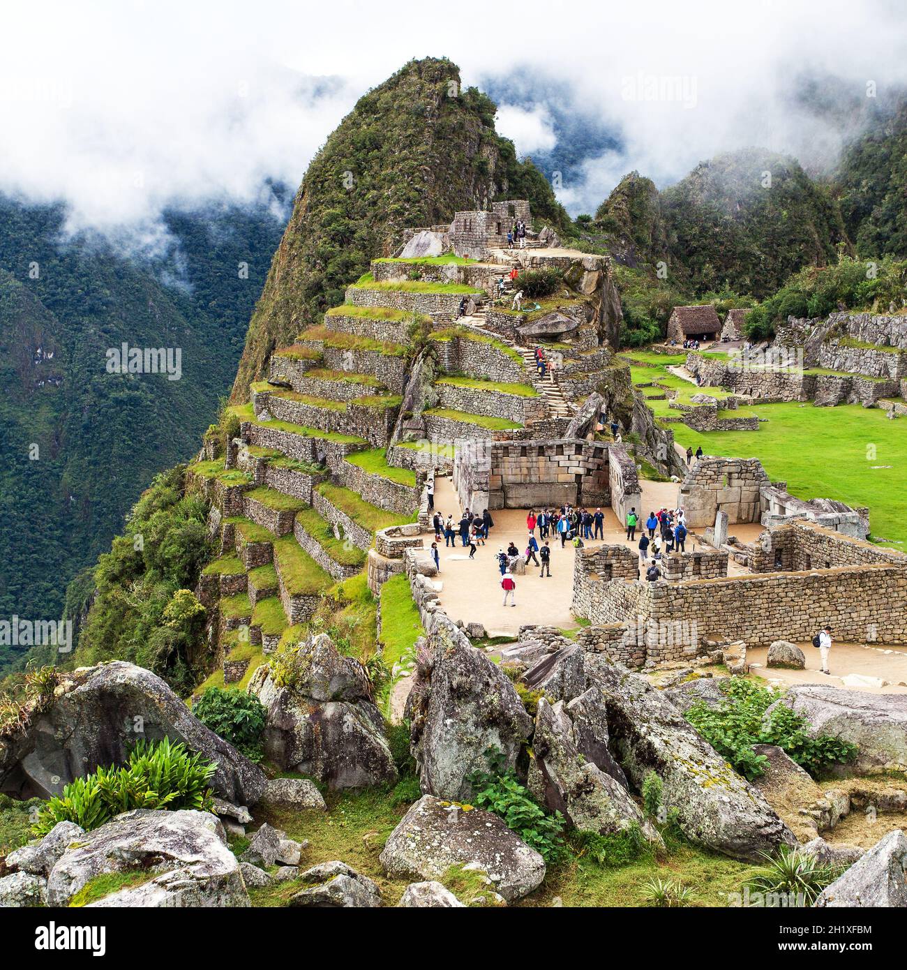Machu Picchu, panoramic view of peruvian incan town, unesco world ...