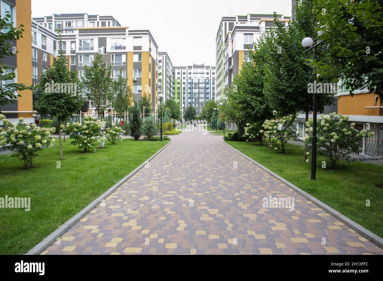 Apartment buildings in a new modern residential complex. Modern ...
