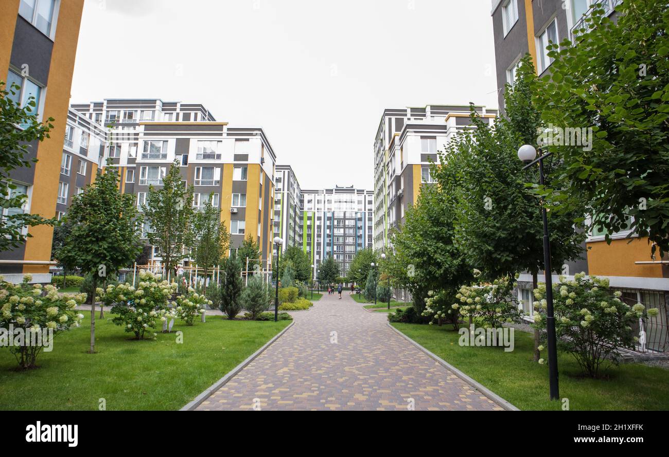 Apartment buildings in a new modern residential complex. Modern ...