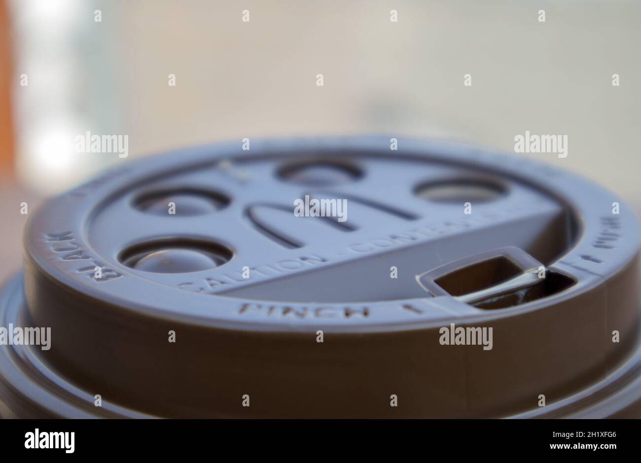 Plastic brown or black disposable top coffee lid with McDonald's fast ...