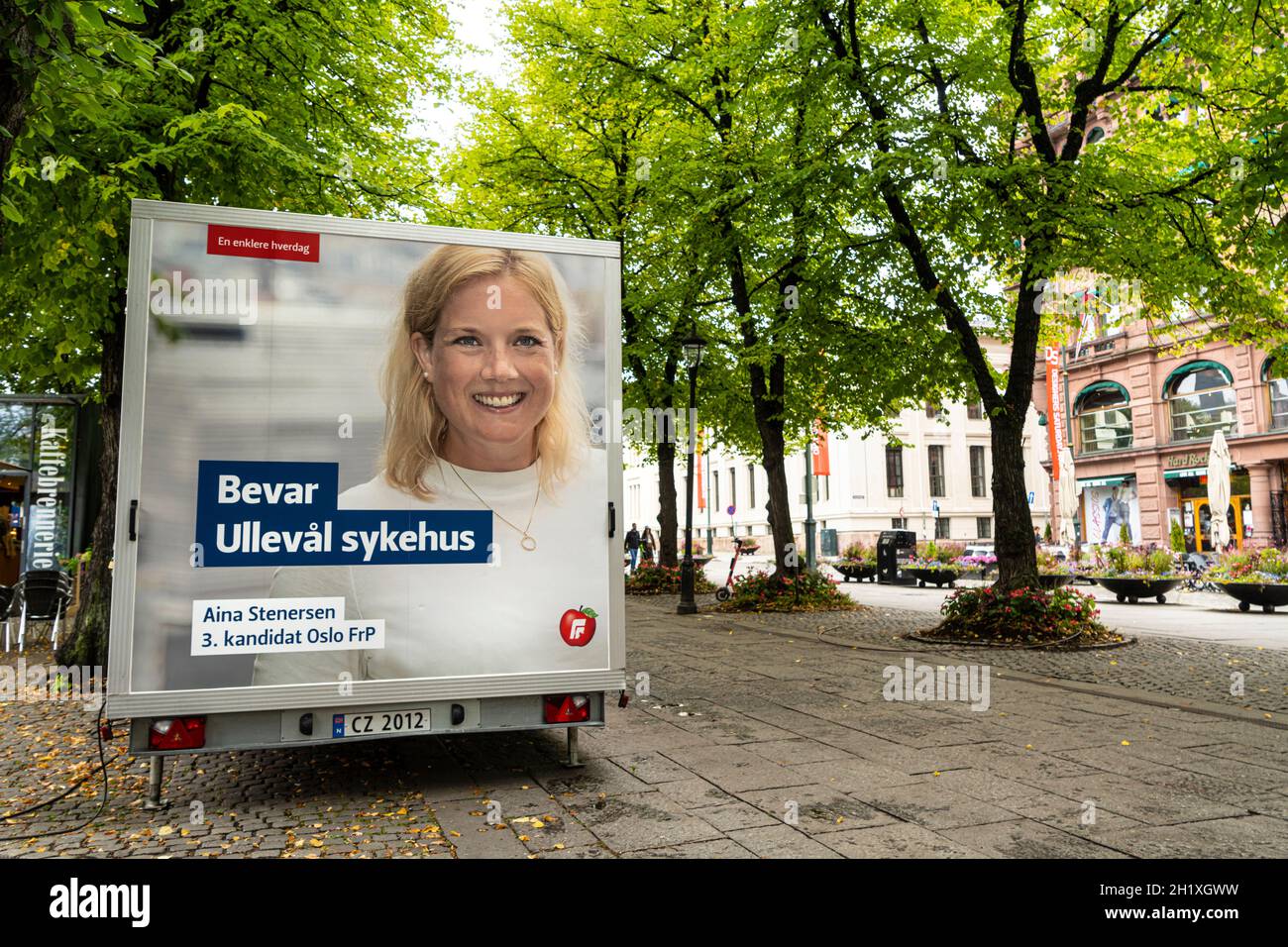 Oslo, Norway. September 2021. election propaganda billboards in an ...