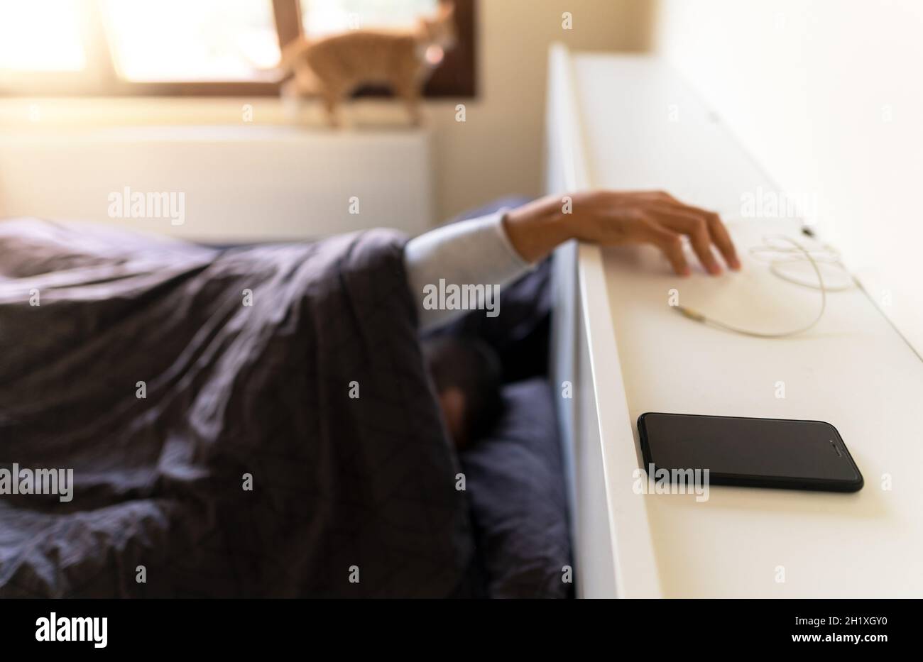 Screen addiction concept.Man who has screen or mobile addiction ...