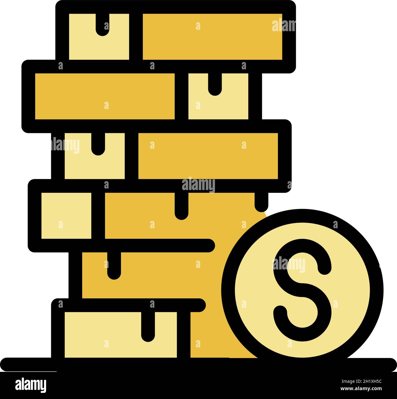 Coins dollar stack icon. Outline coins dollar stack vector icon color ...