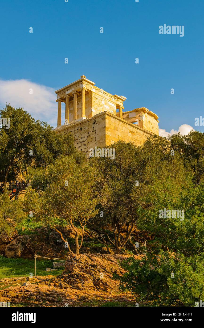 Famous athena nike temple at acropolis site, Athens, Greece Stock Photo ...