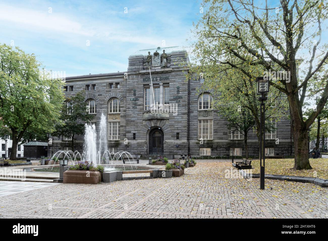 Oslo, Norway. September 2021. the external view of the Norges Bank ...
