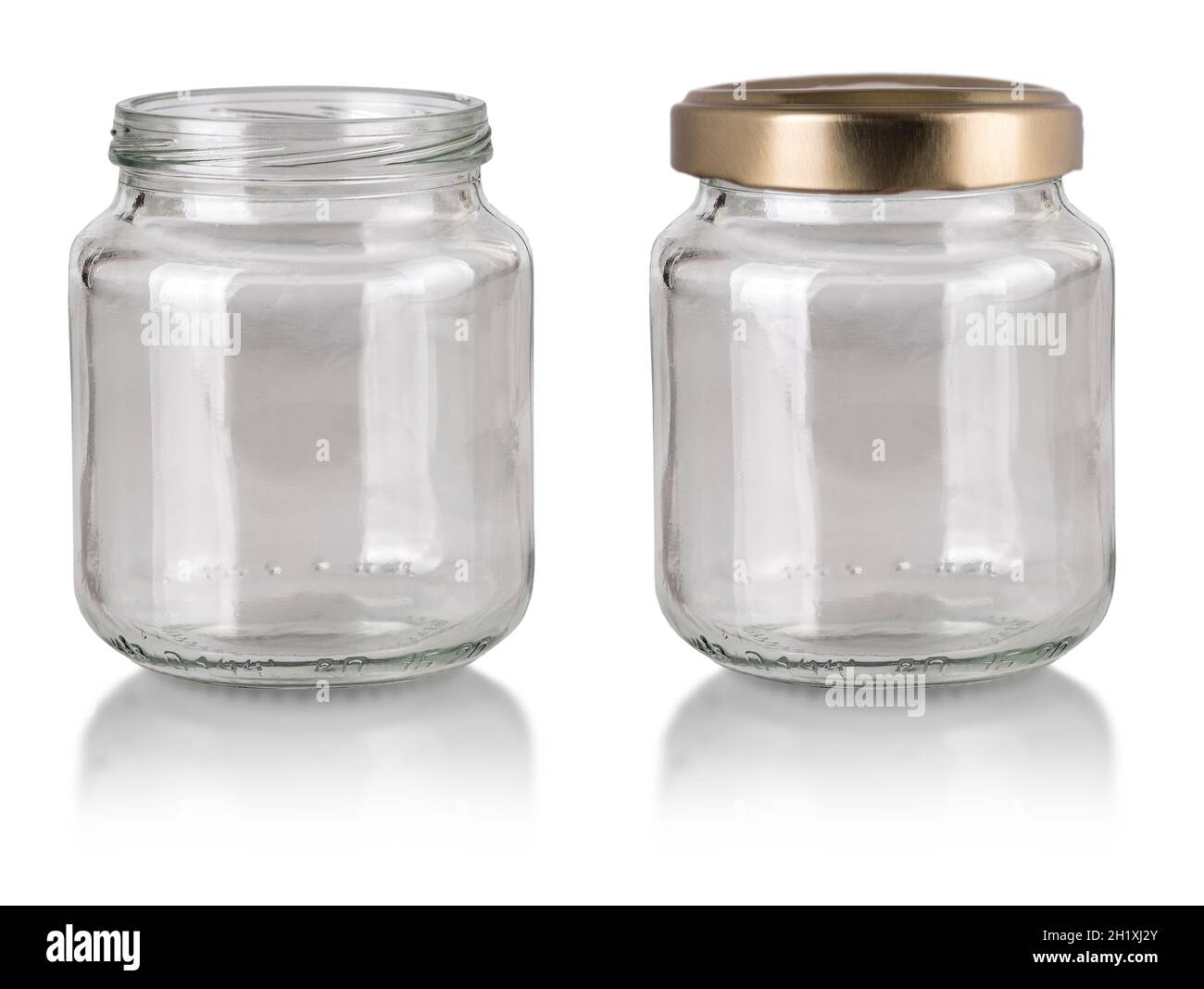 The closed empty glass jar isolated on white with clipping path Stock ...