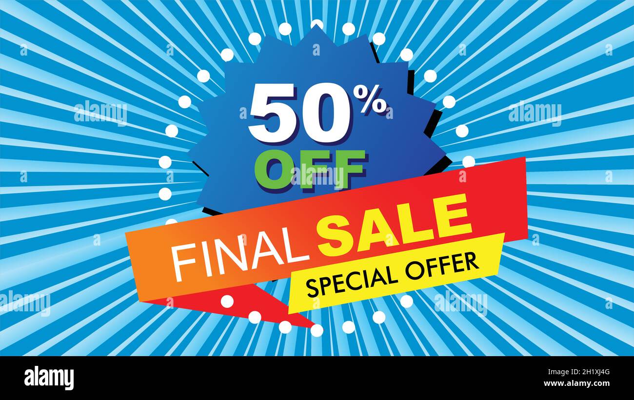 Sell banner template design with comic background Stock Vector Image ...