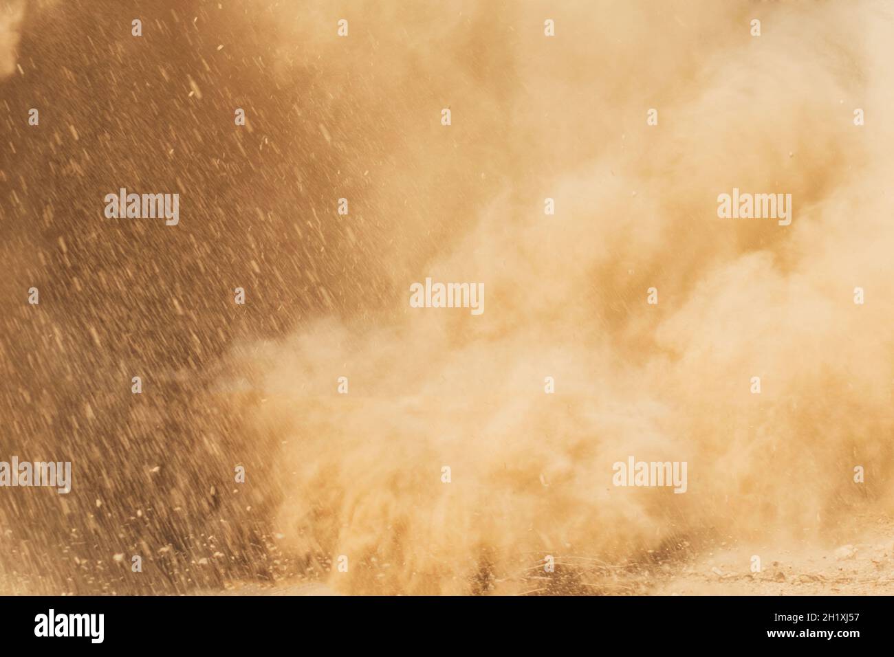 A large dust storm. Powdered dust and sand flowing into air. Concept of ...