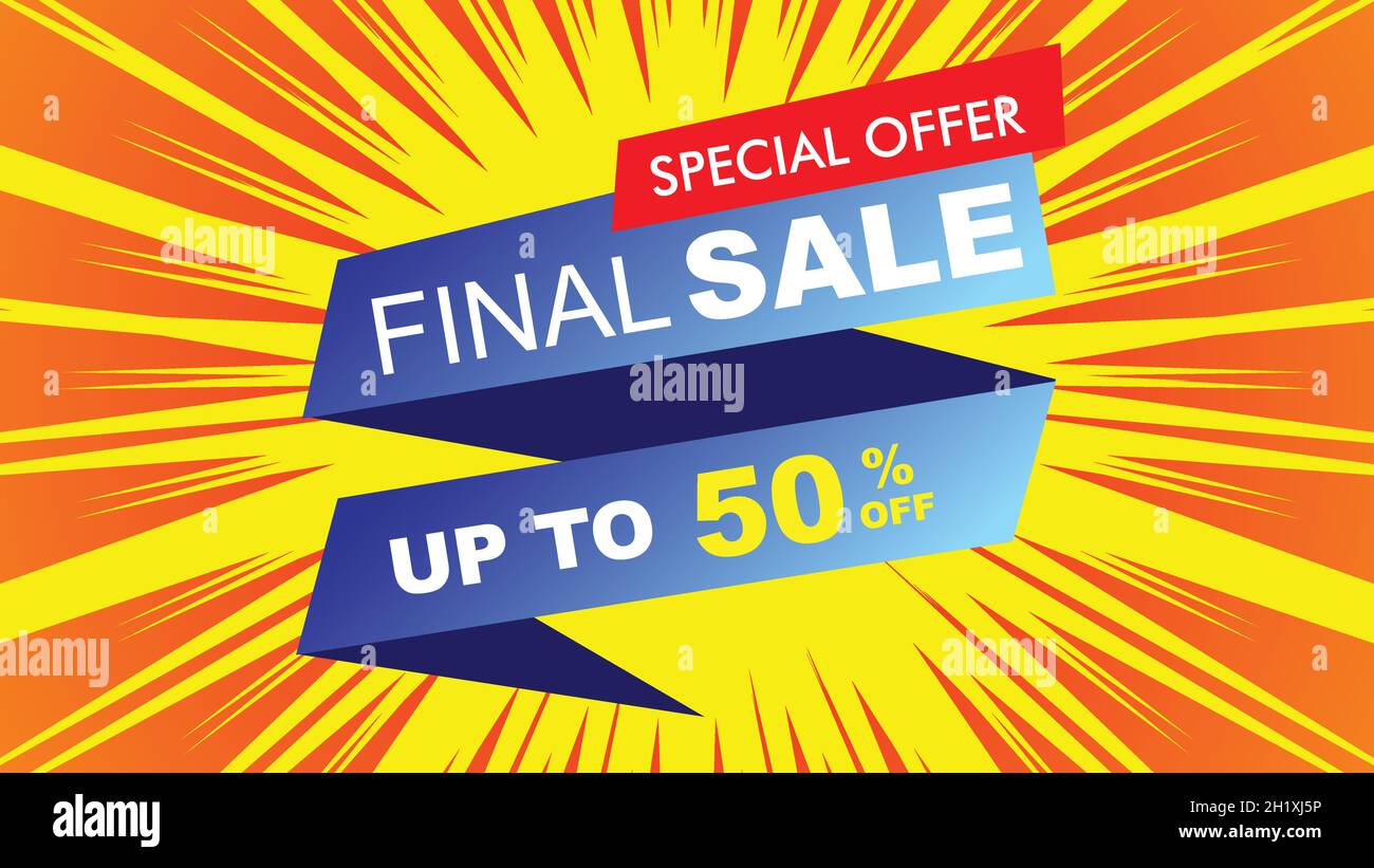 Sell banner template design with comic background Stock Vector Image ...