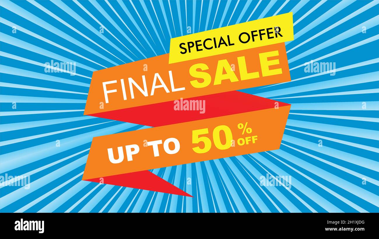 Sell banner template design with comic background Stock Vector Image ...