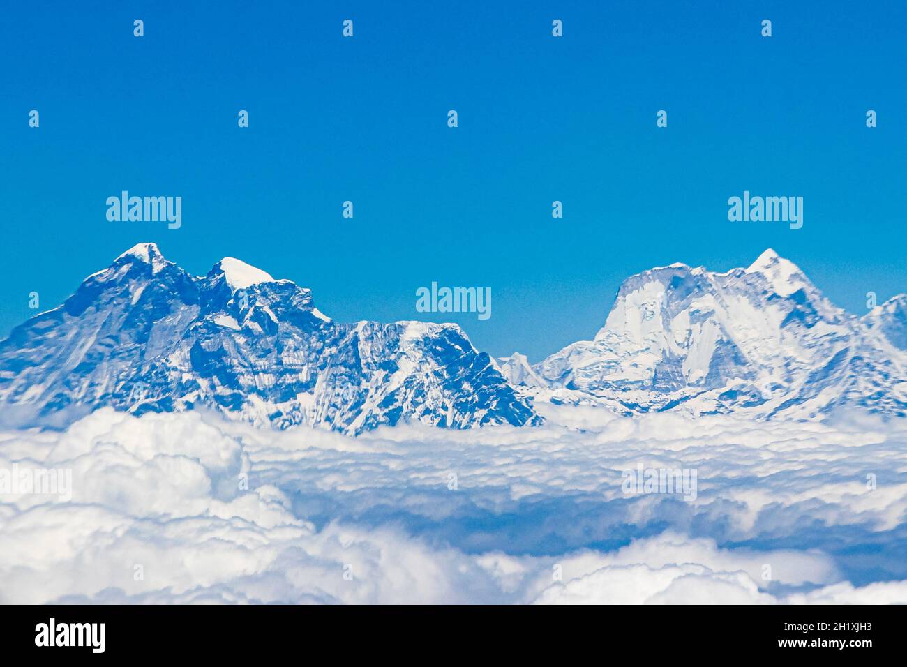 Mount Everest in the Himalayas. 8848 m high. The highest mountain on ...