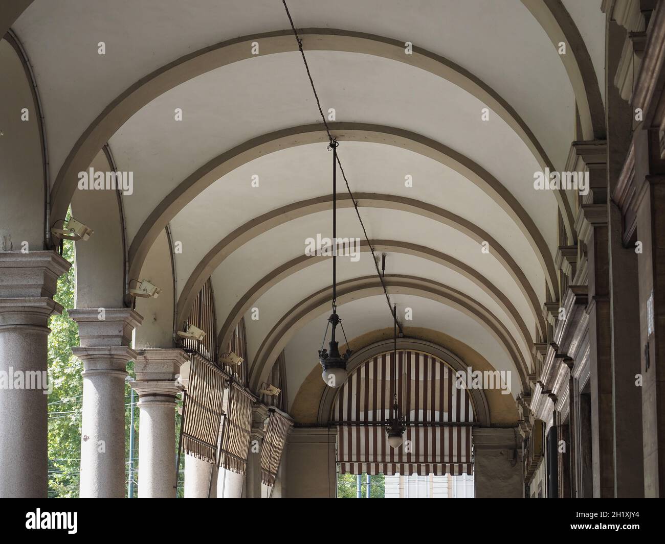ancient neoclassical porch with vaulted ceiling and columns Stock Photo ...