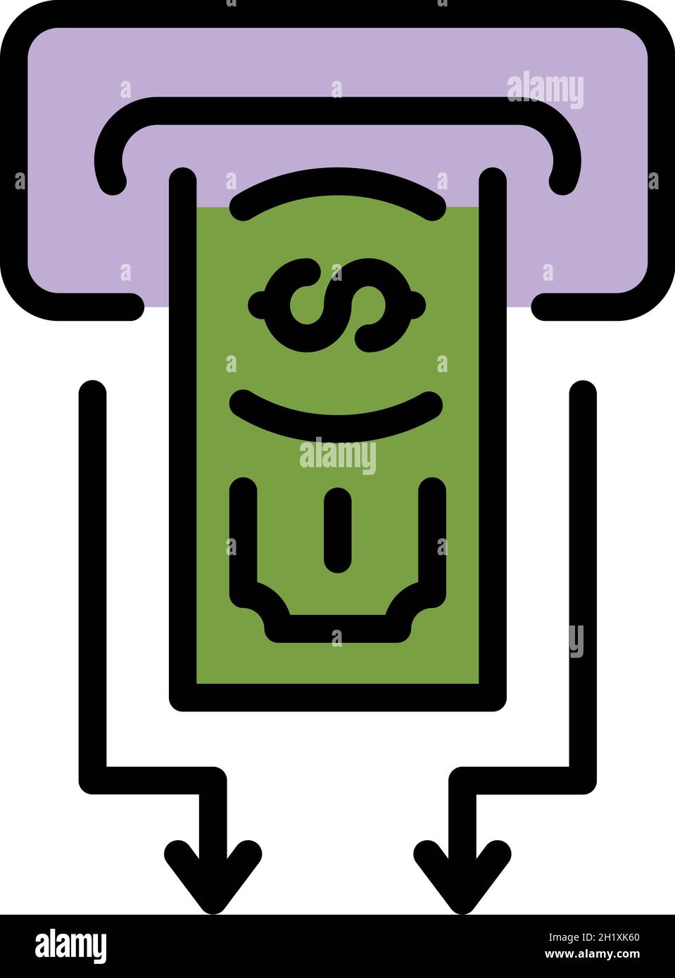 Atm money cash icon. Outline atm money cash vector icon color flat ...