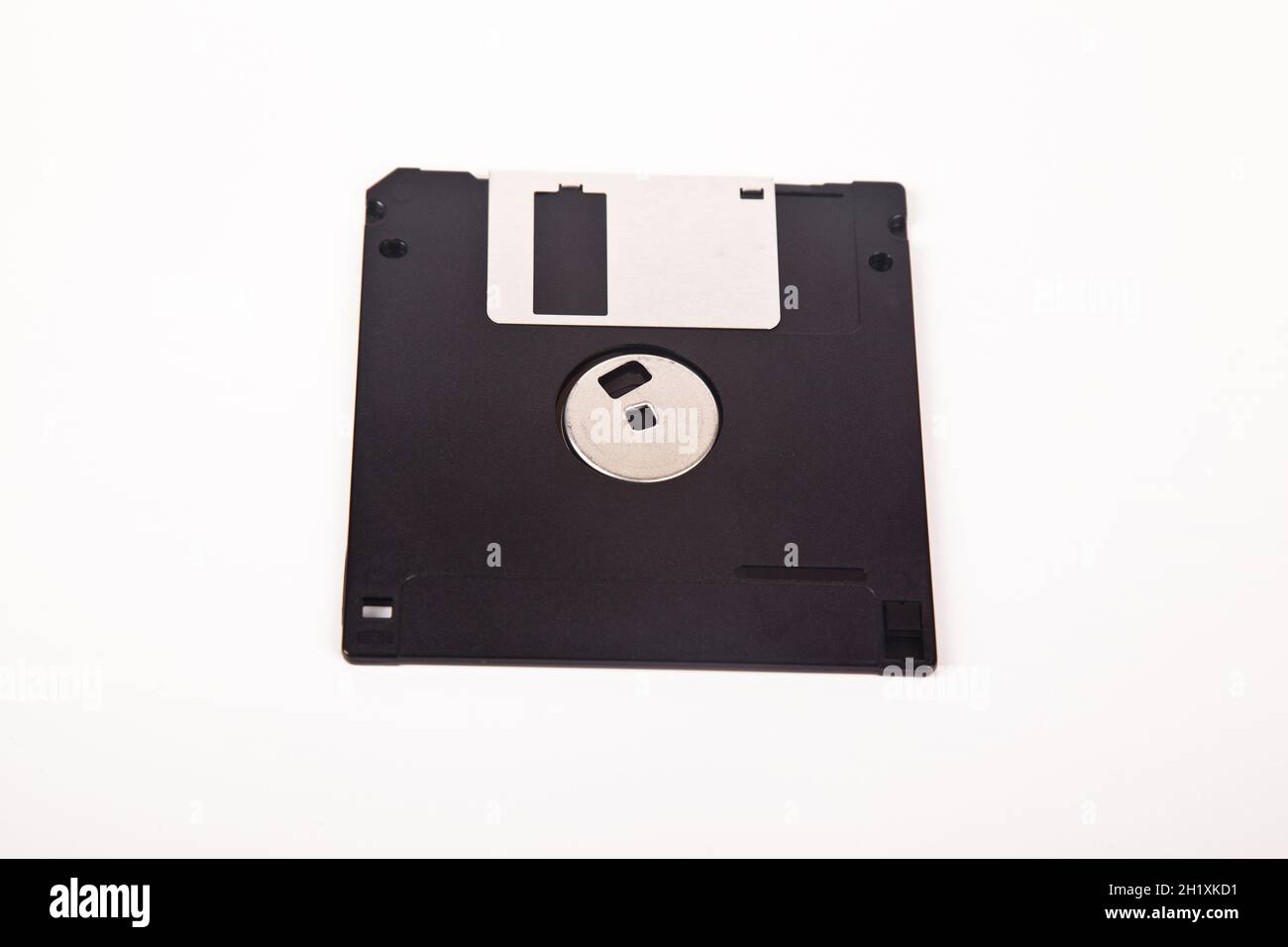 Old computer and data storage technology, black plastic magnetic floppy ...