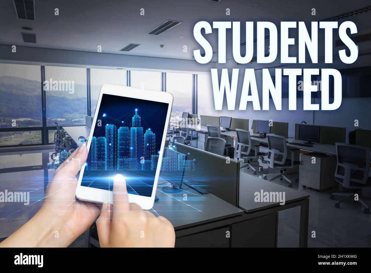 Text caption presenting Students Wanted, Conceptual photo list of ...