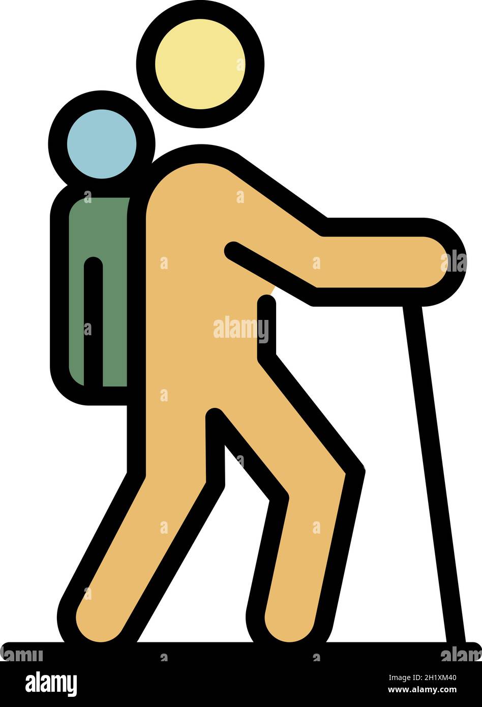 Hiking family icon. Outline hiking family vector icon color flat ...