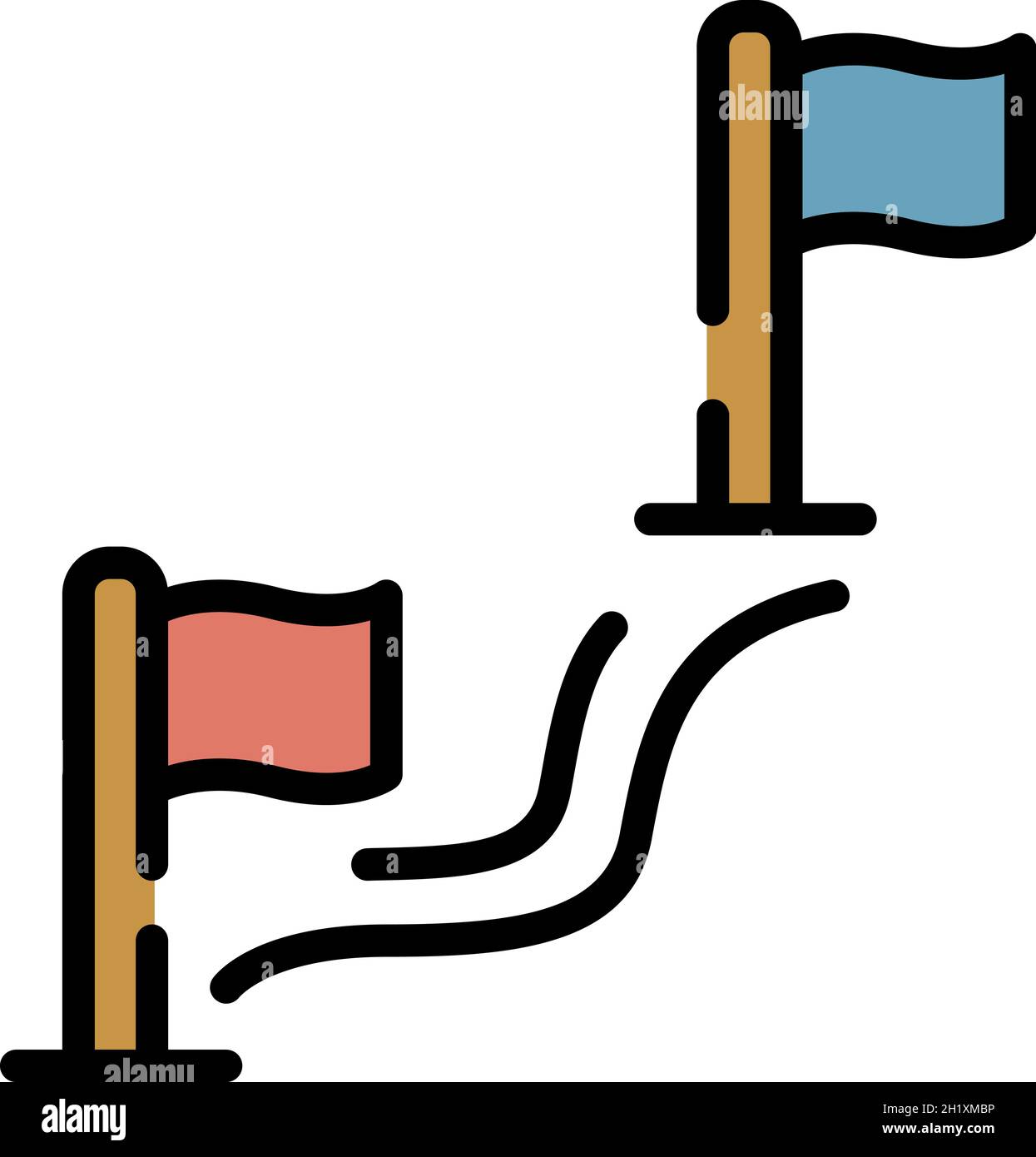 Hiking route icon. Outline hiking route vector icon color flat isolated ...