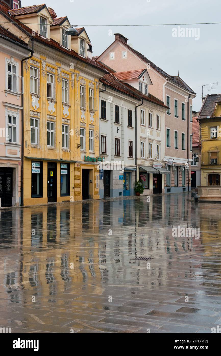 The Main square of the village of Kranj situated in Slovenia Stock ...