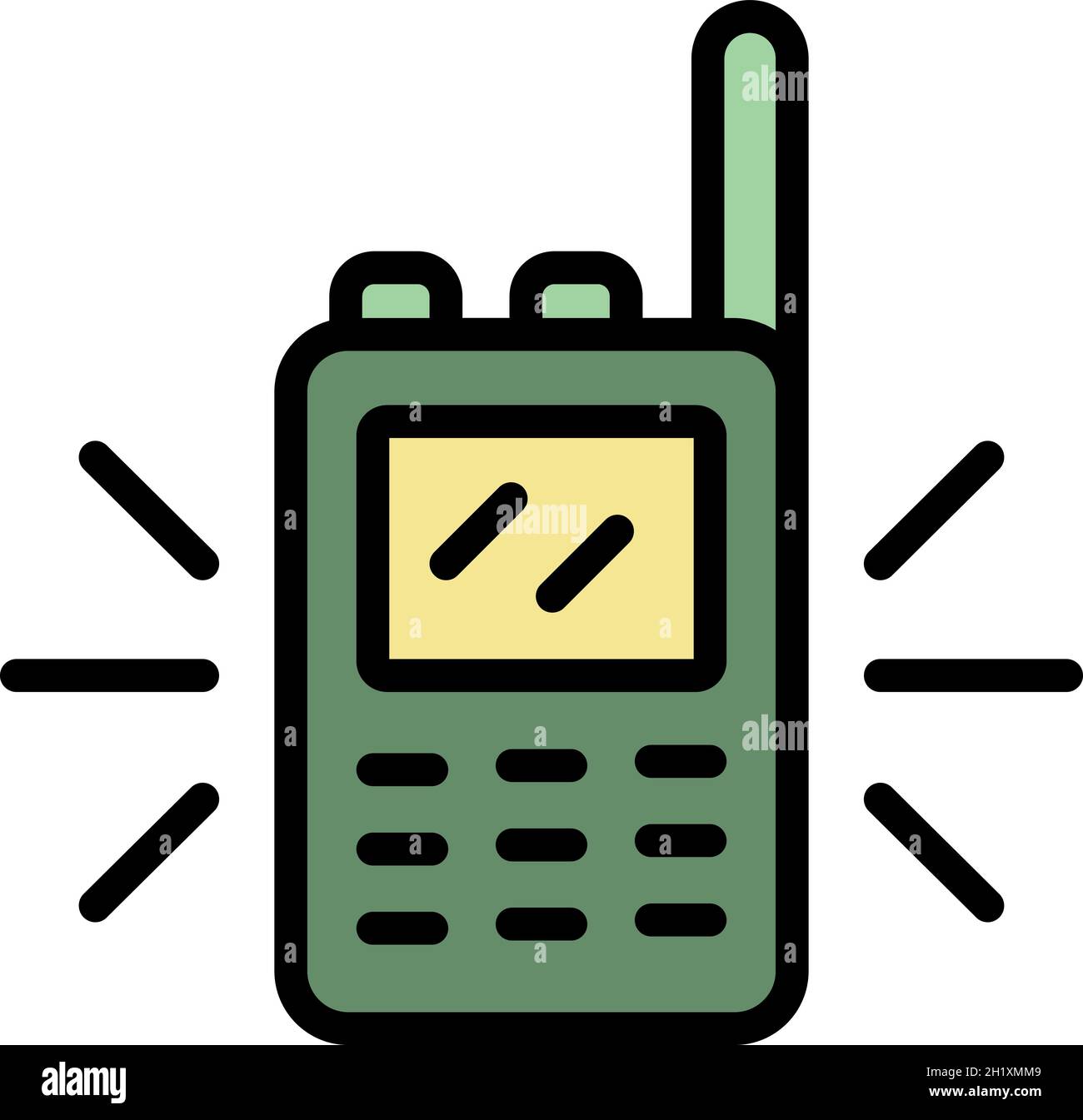 Walkie talkie icon. Outline walkie talkie vector icon color flat ...