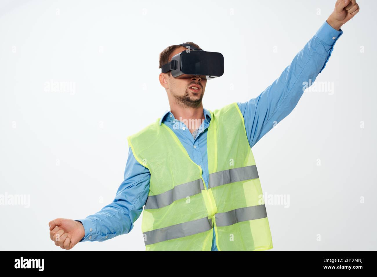 engineer in a construction vest work emotions studio posing Stock Photo ...