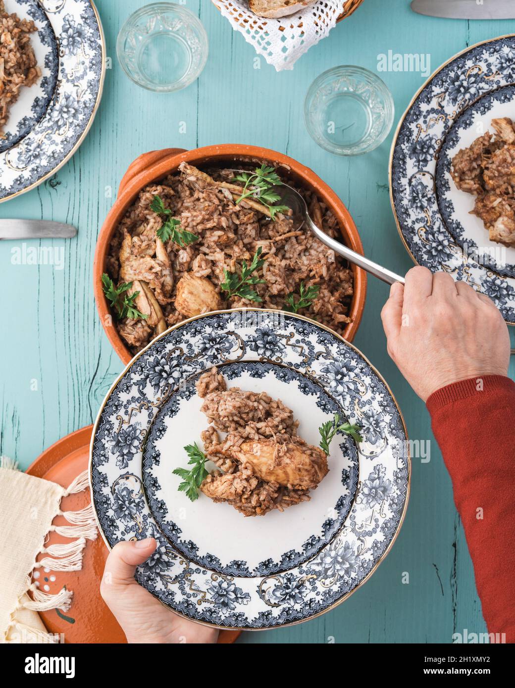 Cabidela Rice (traditional Portuguese chicken rice made with its blood ...