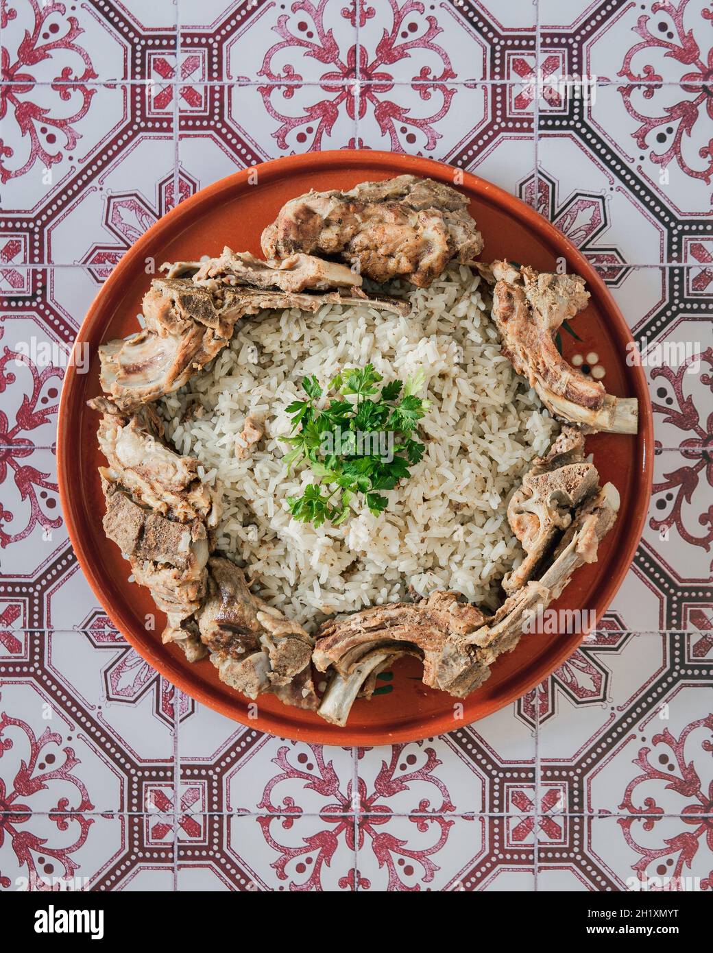 Traditional Portuguese rice made with "Ossos de Suã" (pork backbone ...