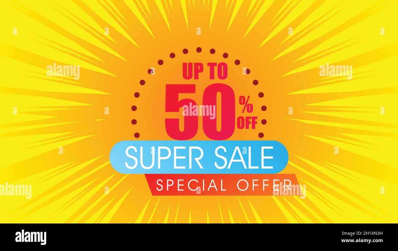 Sell banner template design with comic background Stock Vector Image ...