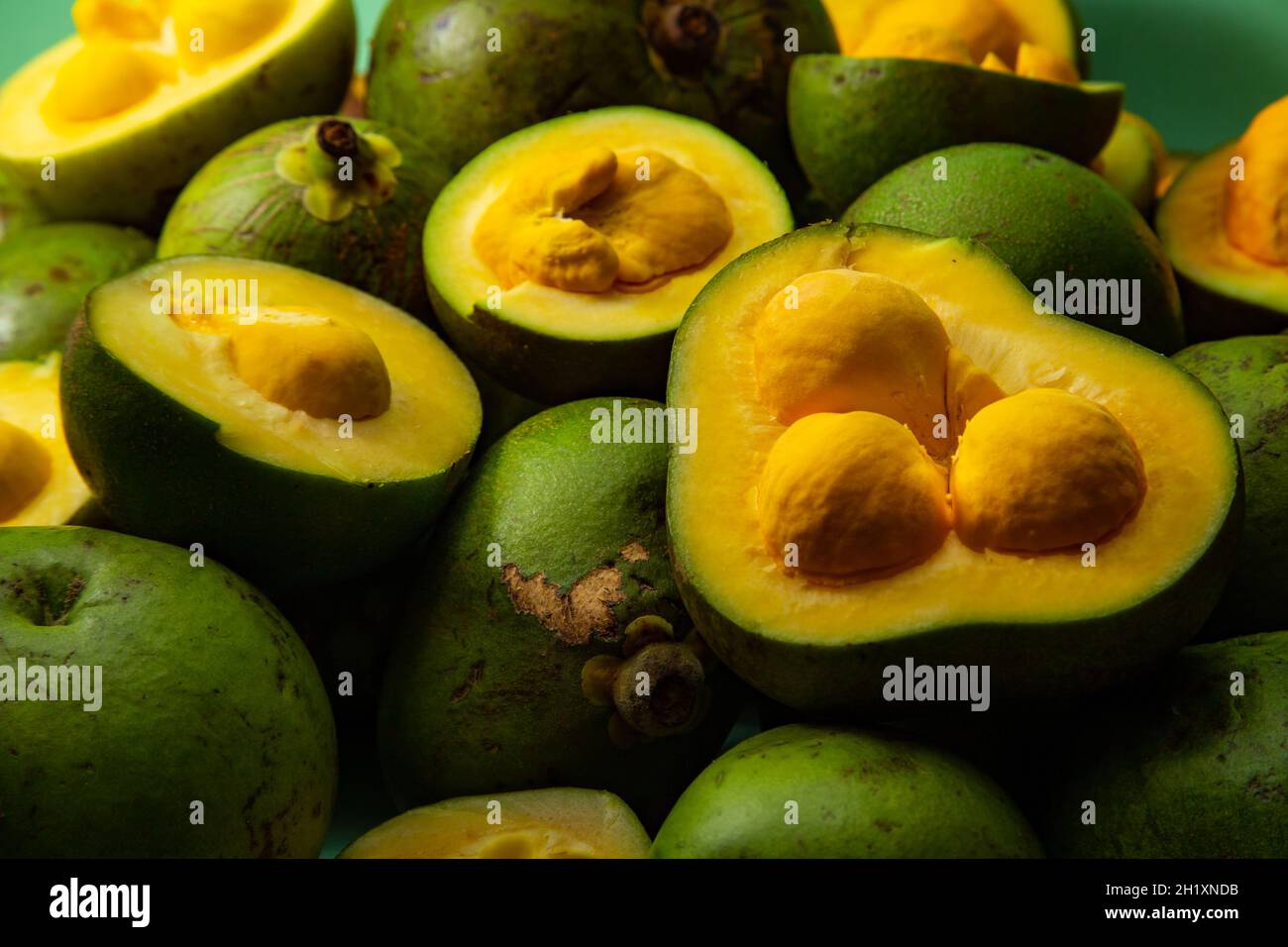 Some ripe pequi fruits. Pequi, fruit from the Brazilian cerrado, very ...