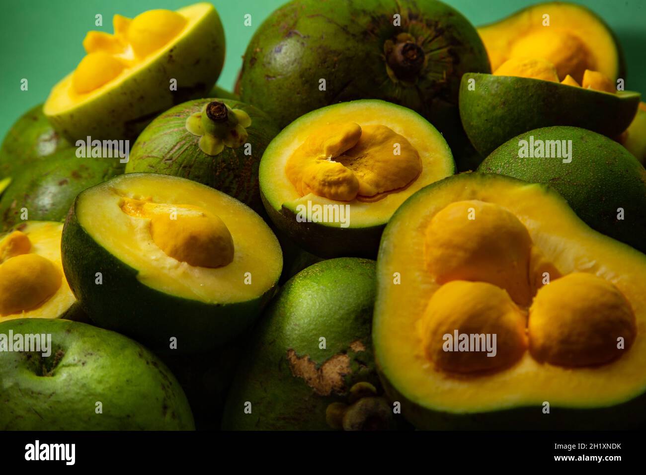 Some ripe pequi fruits. Pequi, fruit from the Brazilian cerrado, very ...