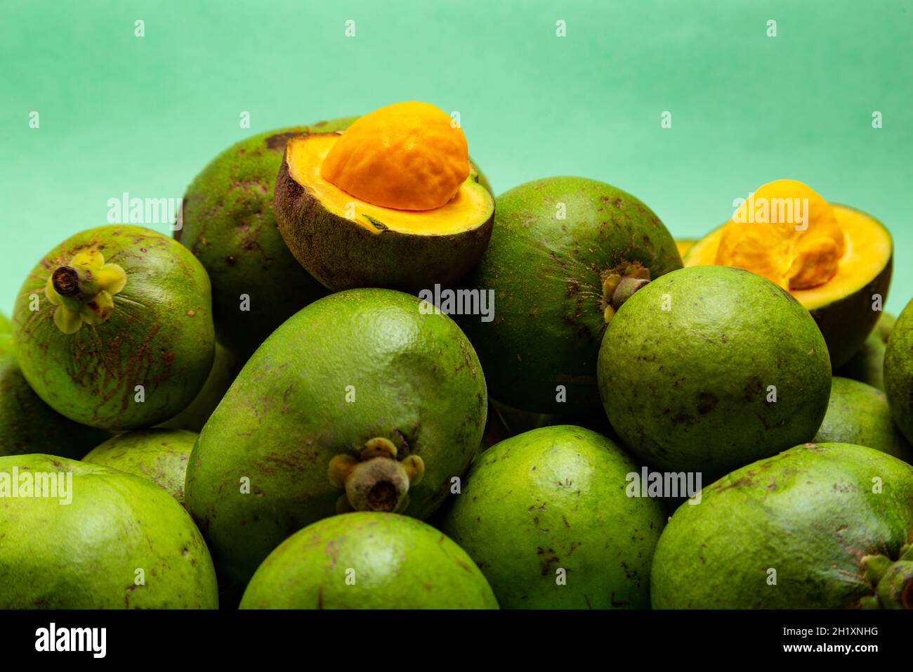 Some ripe pequi fruits. Pequi, fruit from the Brazilian cerrado, very ...