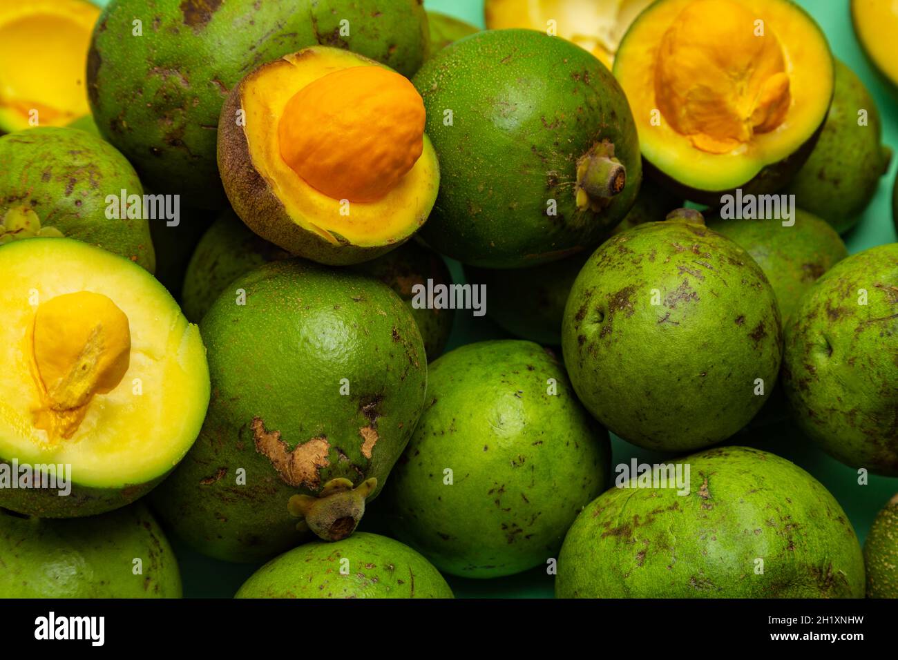Some ripe pequi fruits. Pequi, fruit from the Brazilian cerrado, very ...
