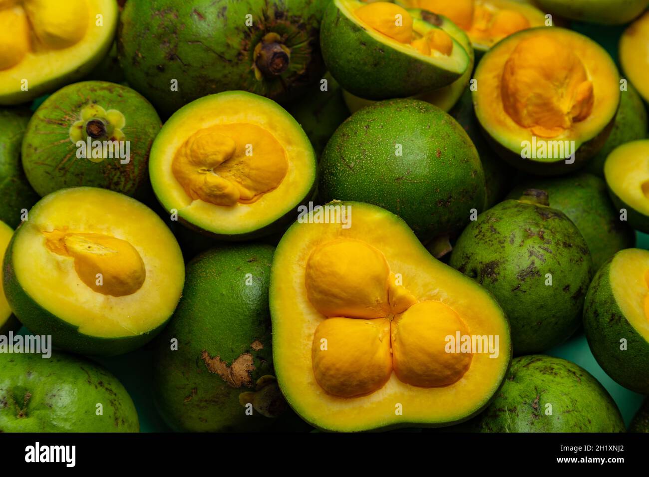 Some ripe pequi fruits. Pequi, fruit from the Brazilian cerrado, very ...
