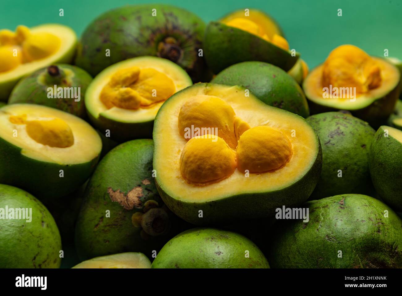 Some ripe pequi fruits. Pequi, fruit from the Brazilian cerrado, very ...
