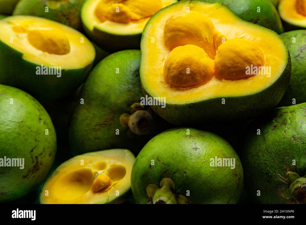 Some ripe pequi fruits. Pequi, fruit from the Brazilian cerrado, very ...