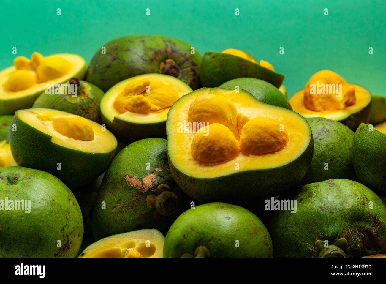 Some ripe pequi fruits. Pequi, fruit from the Brazilian cerrado, very ...