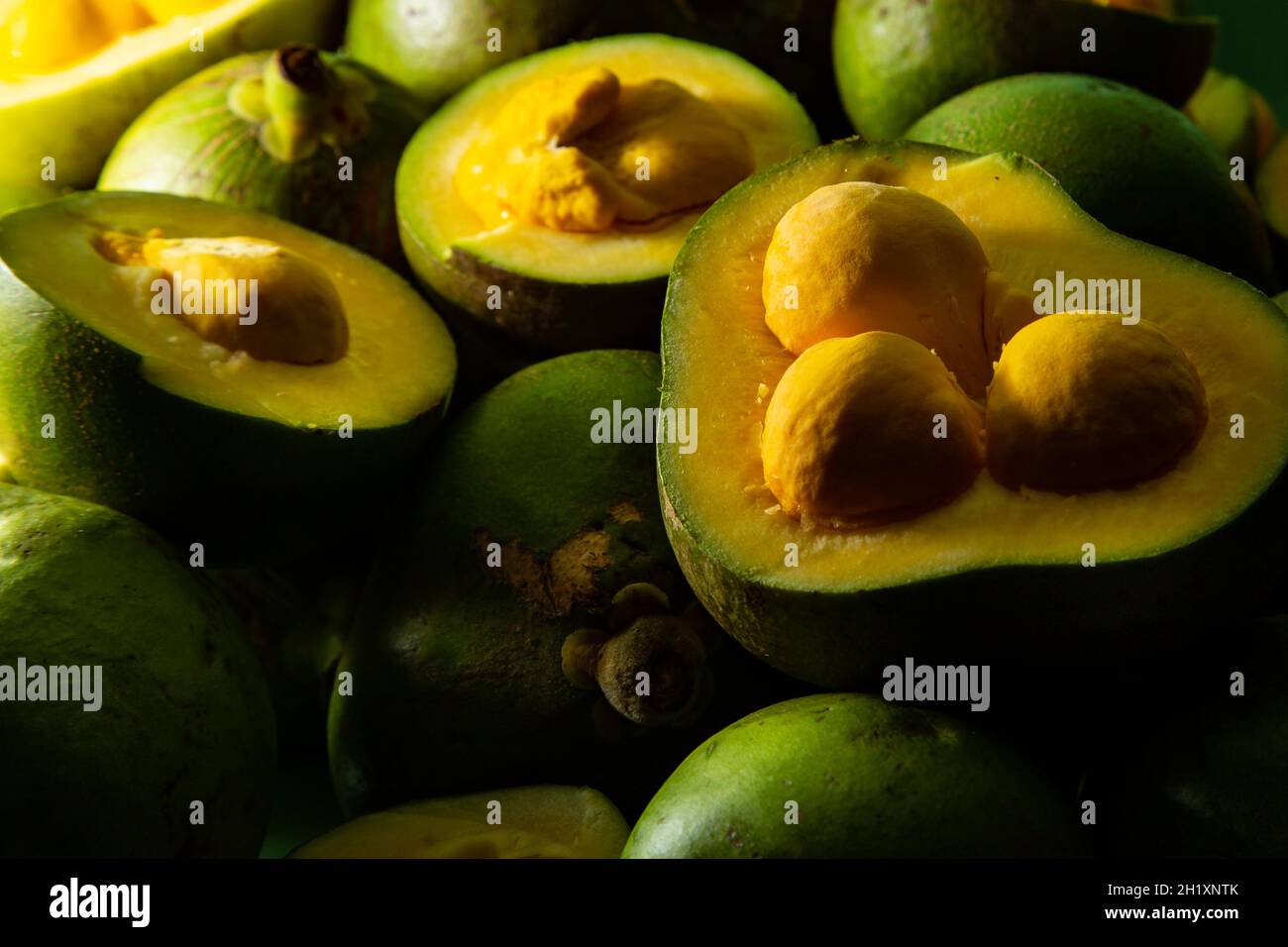 Some ripe pequi fruits. Pequi, fruit from the Brazilian cerrado, very ...