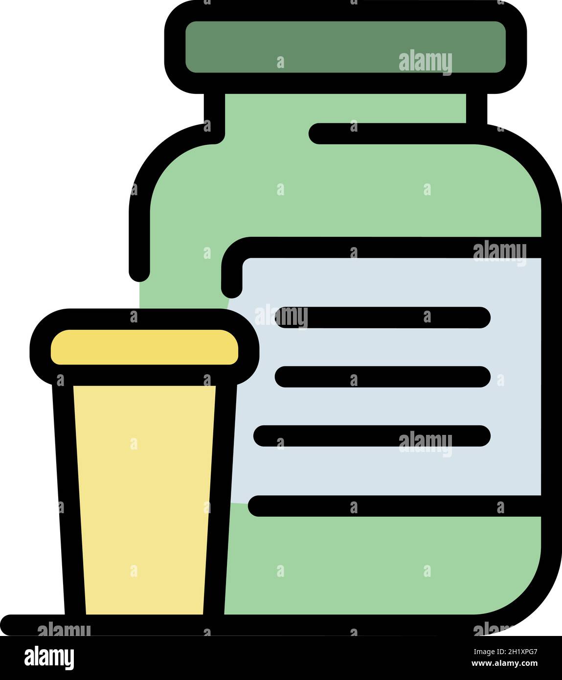 Protein jar icon. Outline protein jar vector icon color flat isolated ...