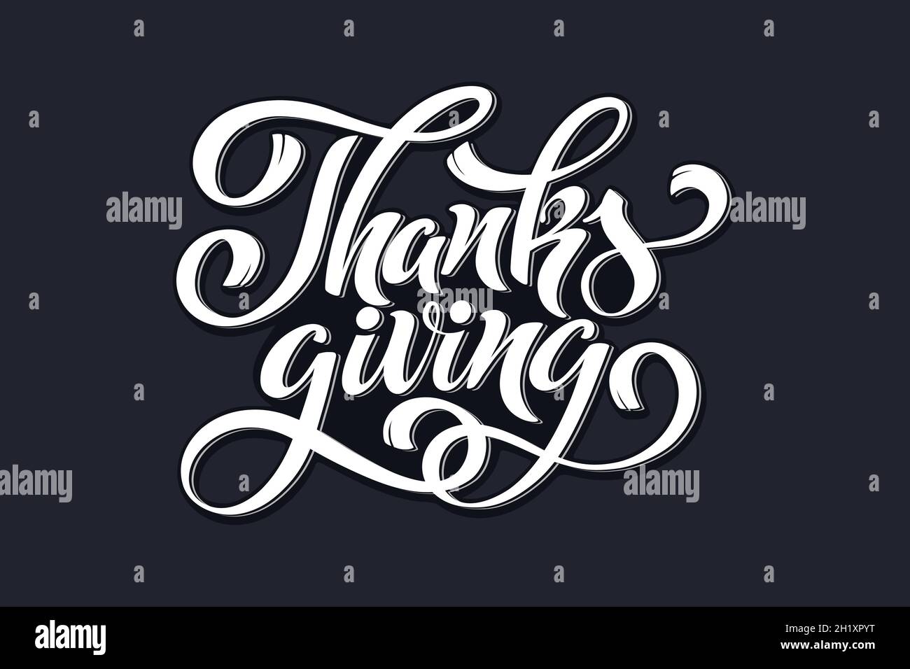 Happy Thanksgiving day. Banner with handwritten lettering and hand ...