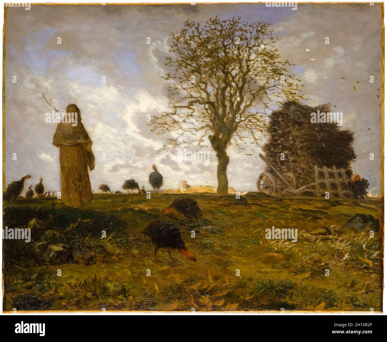 Jean Francois Millet, painting, Autumn Landscape with a Flock of Turkeys, 1872-1873 Stock Photo ...